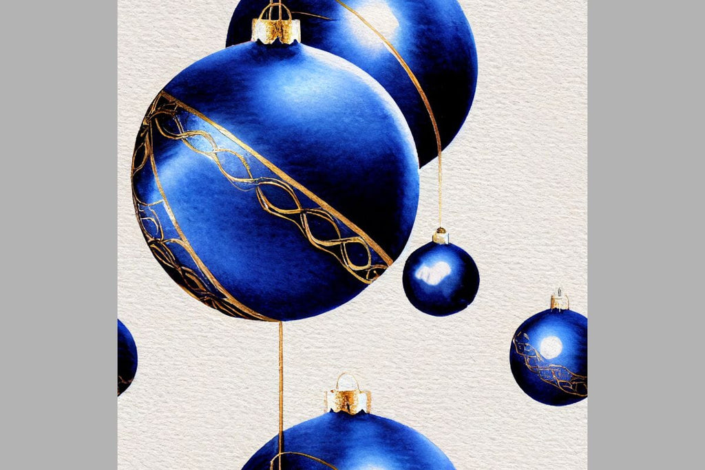 Blue Christmas decorations. Seamless return pattern. Vintage motif. Di ...