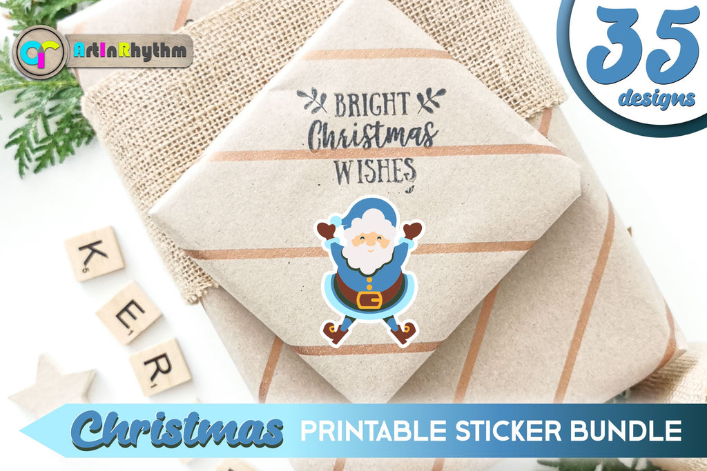 Blue Christmas Sticker Bundle / Printable PNG Clipart - So Fontsy