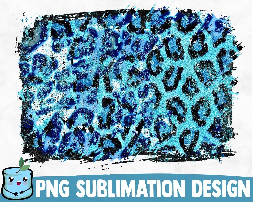 Blue Leopard Sublimation Background - So Fontsy