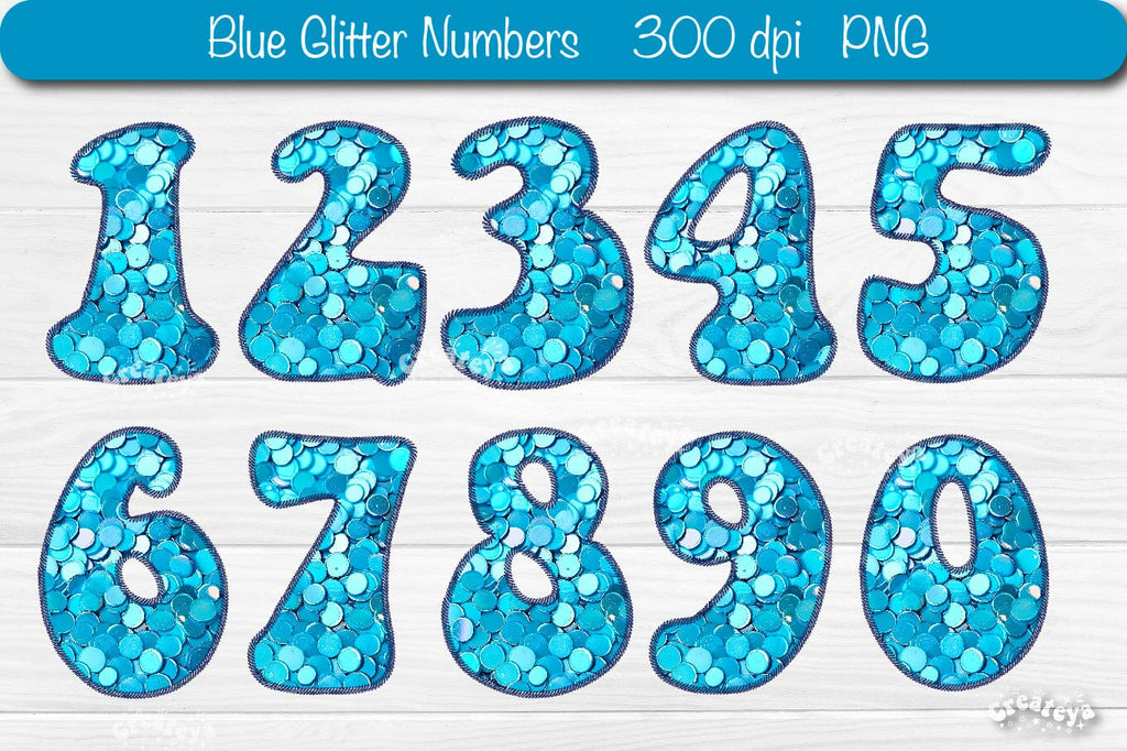 Blue Numbers PNG Baby Boy Numbers Glitter Embroidery Sequins and ...