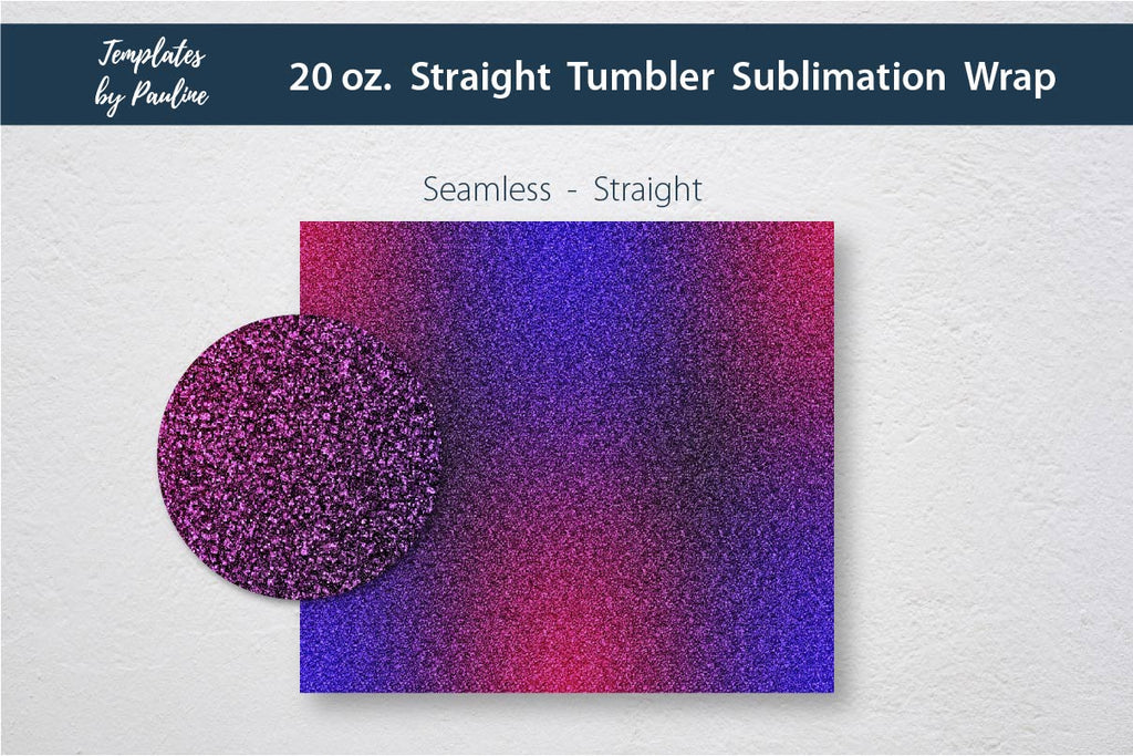 Blue Pink Glitter Seamless Tumbler Sublimation Wrap - So Fontsy