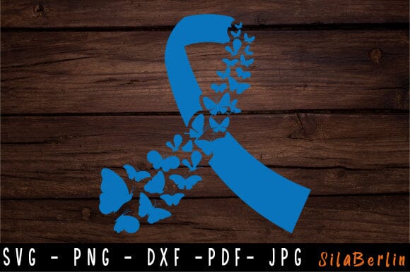 Blue Ribbon SVG, Colon Cancer SVG, Butterfly Colon cancer svg, Colon ...