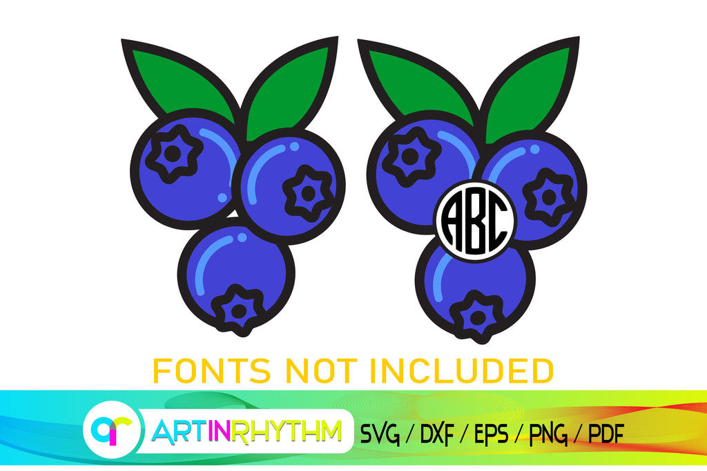 blueberry svg, fruit monogram svg - So Fontsy