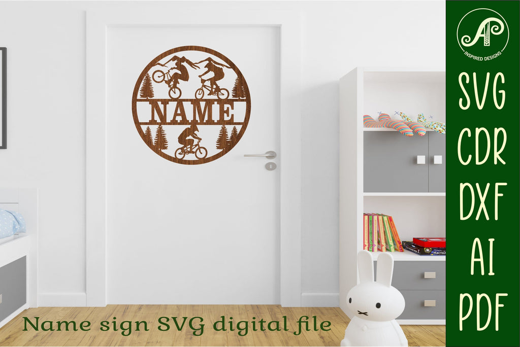 BMX name sign svg laser cut template - So Fontsy