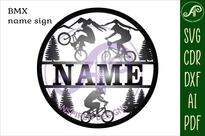 BMX name sign svg laser cut template - So Fontsy