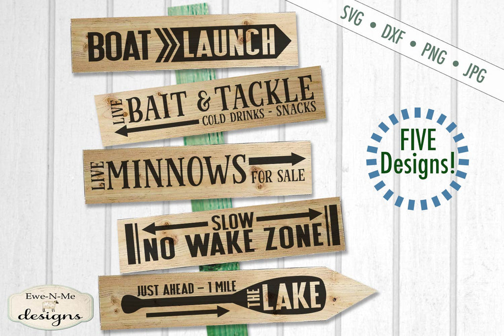 Boating Fishing Directional Sign Bundle - SVG - So Fontsy