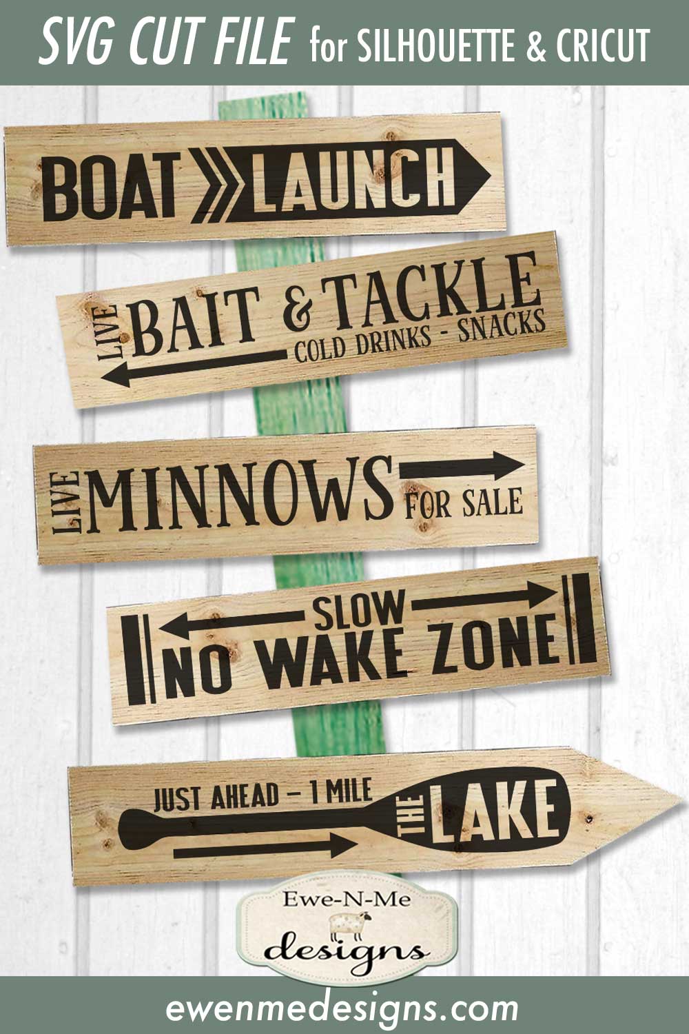 Boating Fishing Directional Sign Bundle - SVG - So Fontsy