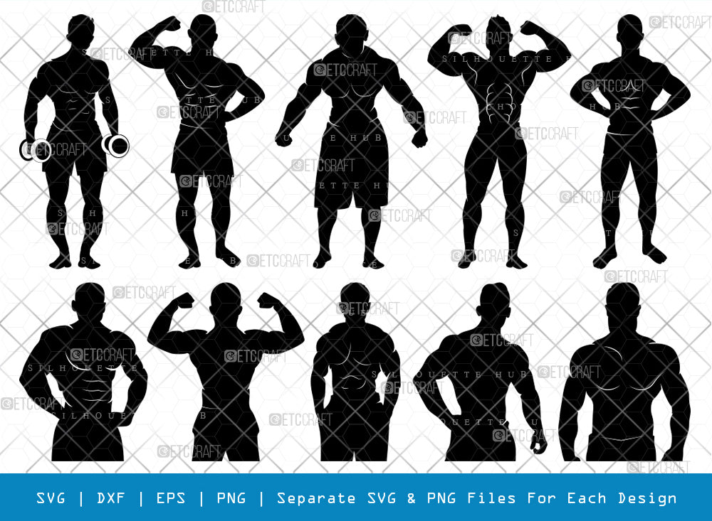 Bodybuilder Man SVG, Bodybuilder Silhouette, Man Svg, Muscular Man Svg ...