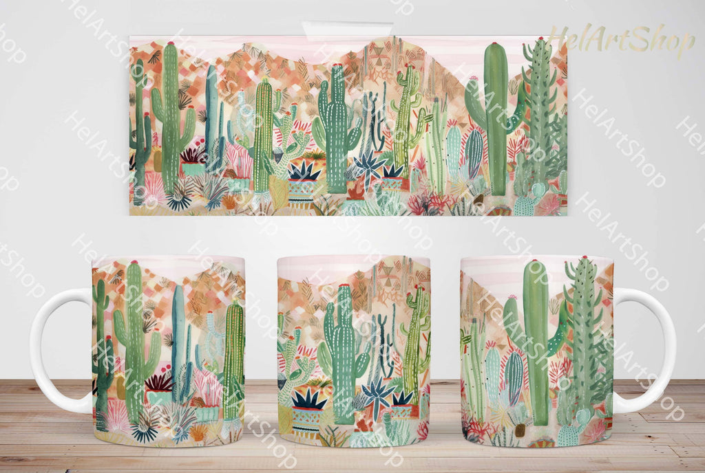 Boho Desert Mug Png, 11Oz Mug Sublimation - So Fontsy