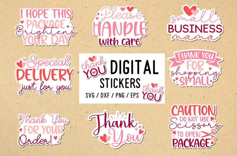 Boho Digital thank you stickers png svg hand lettered | Entrepreneur ...