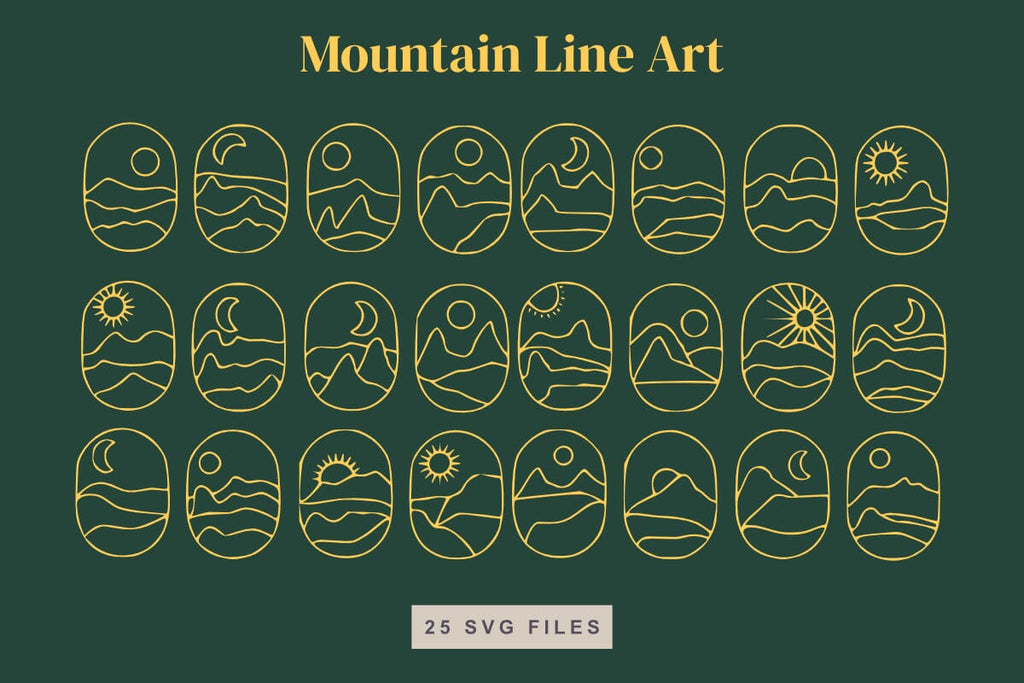 Boho Landscape Line Art SVG Bundle - So Fontsy