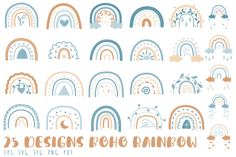Boho Rainbow Clipart Bundle - So Fontsy