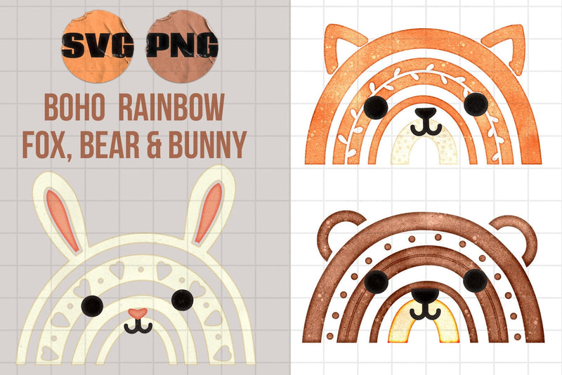 Boho Rainbow Woodland Animal Clipart | Forest Creatures Graphics - So ...