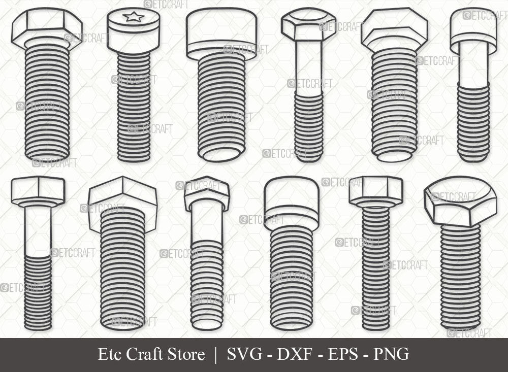 Bolt Screw SVG, Screw Outline, Screw Svg, Hardware Tool Svg, Bolt Svg ...