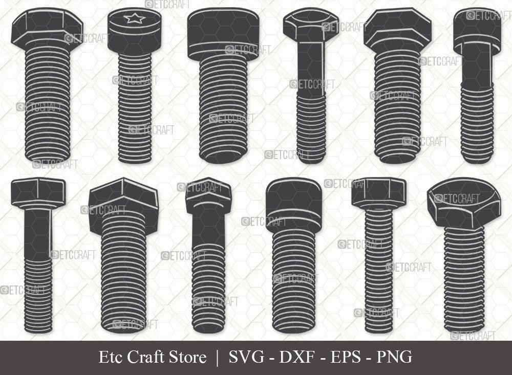 Bolt Screw SVG, Screw Silhouette, Screw Svg, Hardware Tool Svg, Bolt ...
