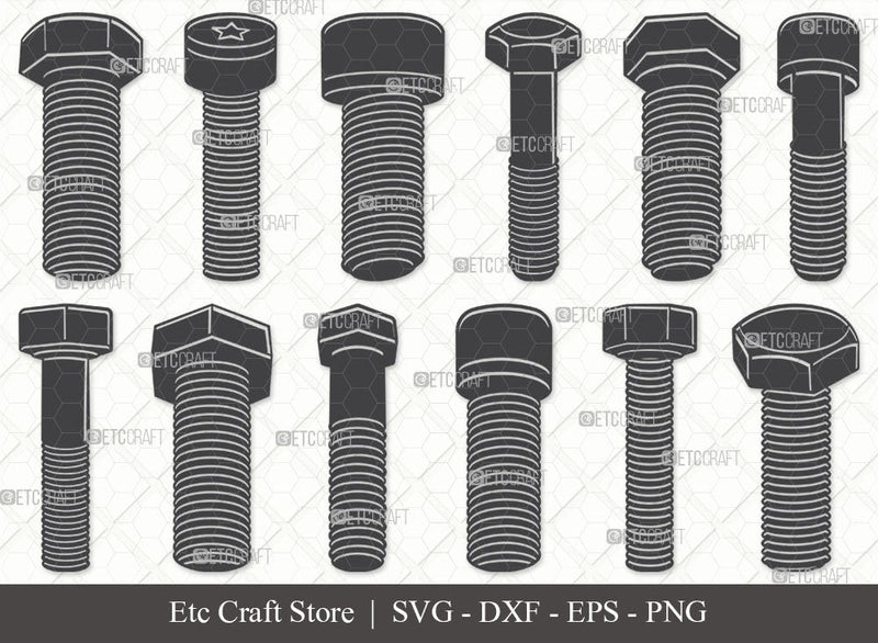 Bolt Screw SVG, Screw Silhouette, Screw Svg, Hardware Tool Svg, Bolt ...