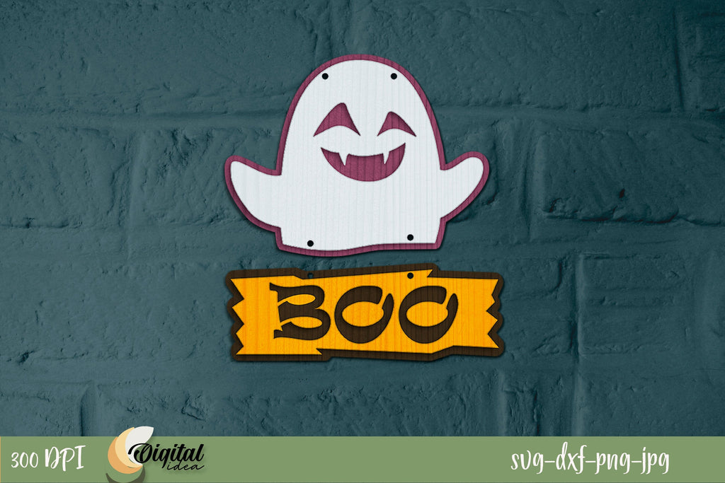 BOO. Ghost SVG. Halloween Layered sign Design. Halloween SVG. Laser Cut ...