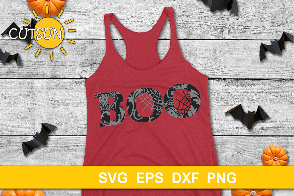 BOO SVG | BOO Halloween SVG | BOO floral SVG | Halloween svg - So Fontsy