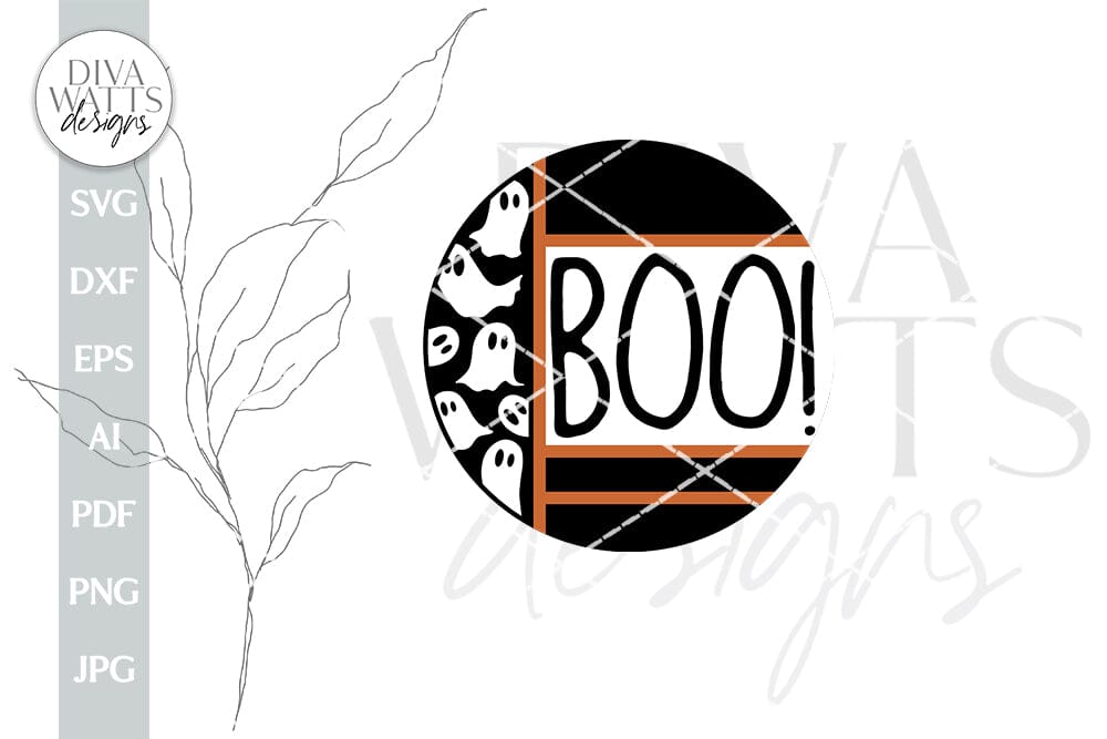 Boo SVG Halloween Door Hanger SVG Ghost SVG Ghost Sign svg Halloween S ...