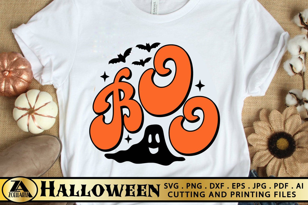 BOO SVG Halloween SVG Spooky Halloween Round Sign SVG - So Fontsy