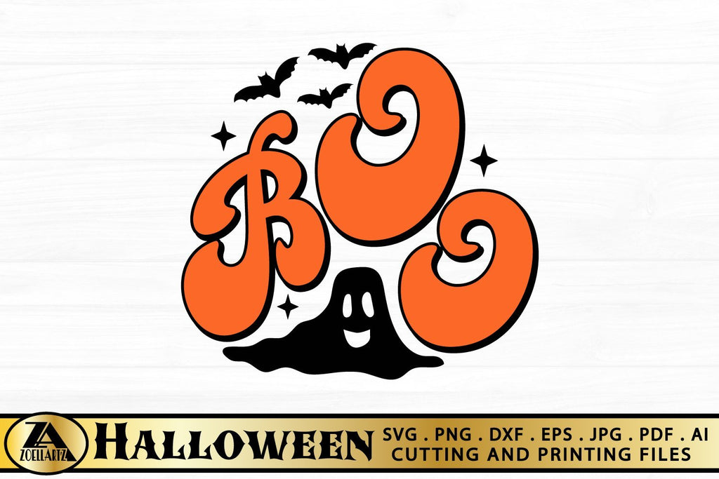 BOO SVG Halloween SVG Spooky Halloween Round Sign SVG - So Fontsy