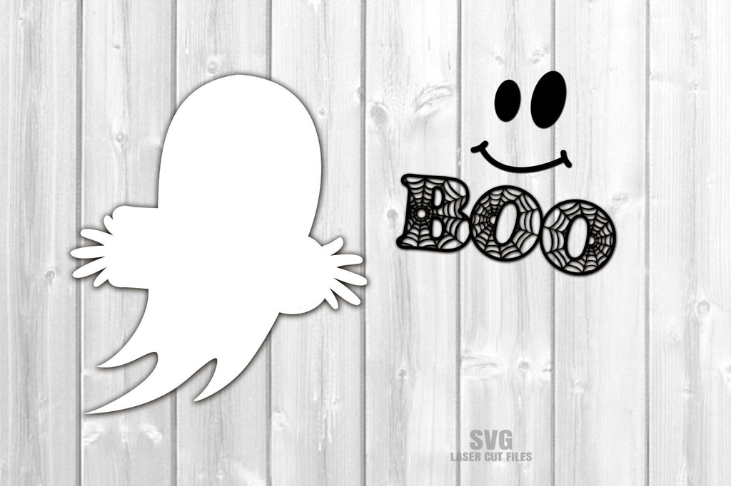 Boo SVG Laser Cut Files | Halloween Ghost SVG - So Fontsy