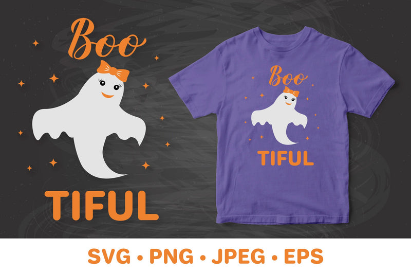 Boo-tiful Funny Halloween quote SVG. Bootiful - So Fontsy
