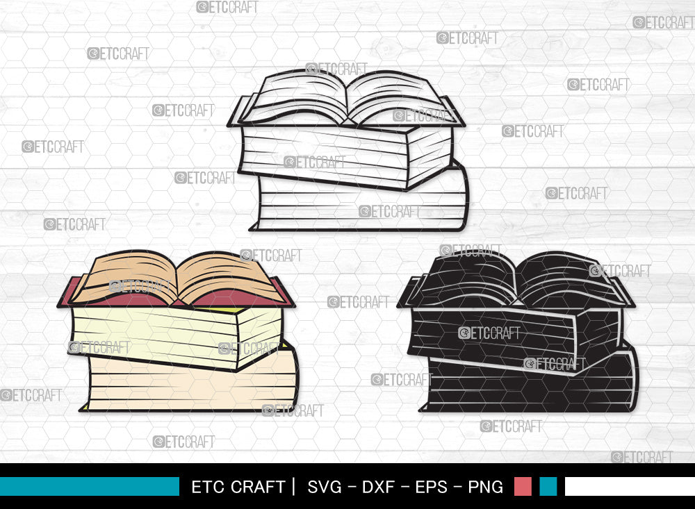 Book Clipart SVG | Book Club Svg | Stacked Books Svg | Open Book Svg ...