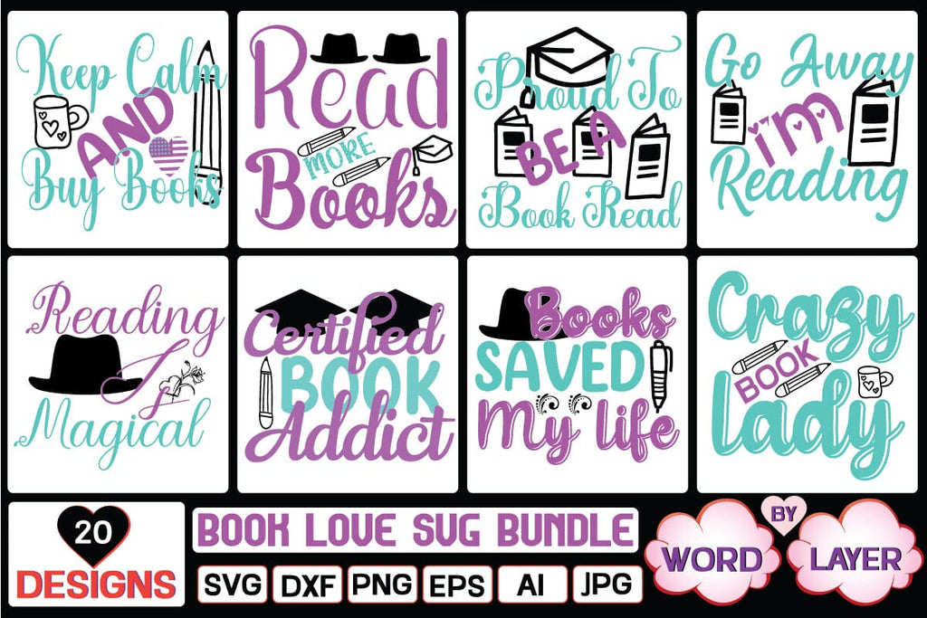 book love svg bundle SVG Cut File - So Fontsy