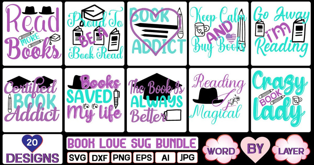 book love svg bundle SVG Cut File - So Fontsy
