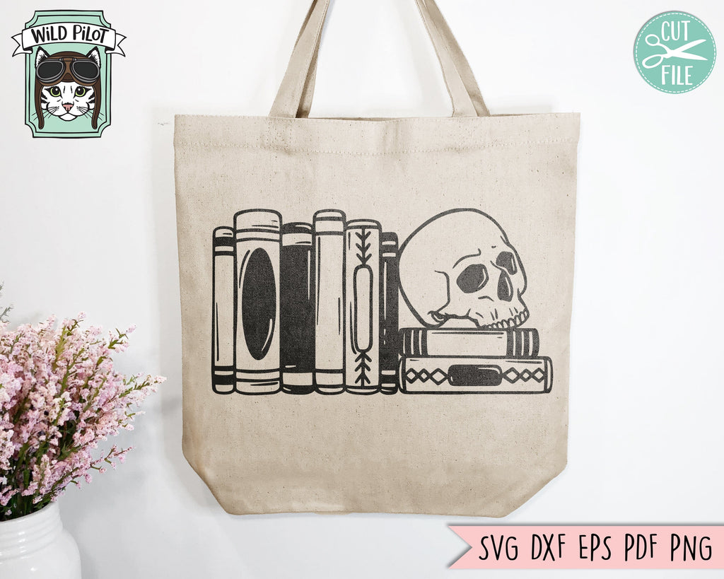 Book Lover Skull SVG, Halloween Books SVG, Books SVG, Reading svg ...