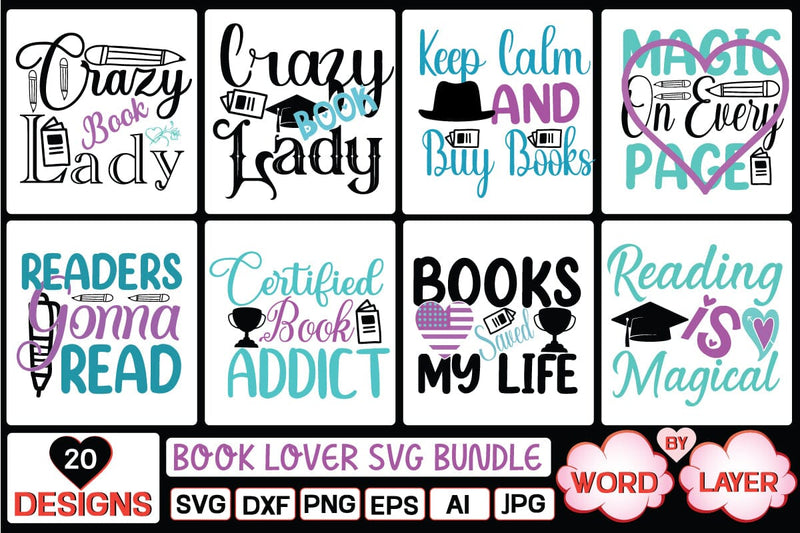 Book Lover Svg Bundle SVG Cut File - So Fontsy