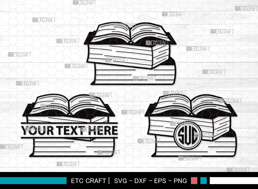 Book Monogram SVG | Book Club Svg | Stacked Books Svg | Open Book Svg ...