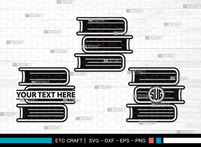 Book Monogram SVG | Book Club Svg | Stacked Books Svg | Open Book Svg ...