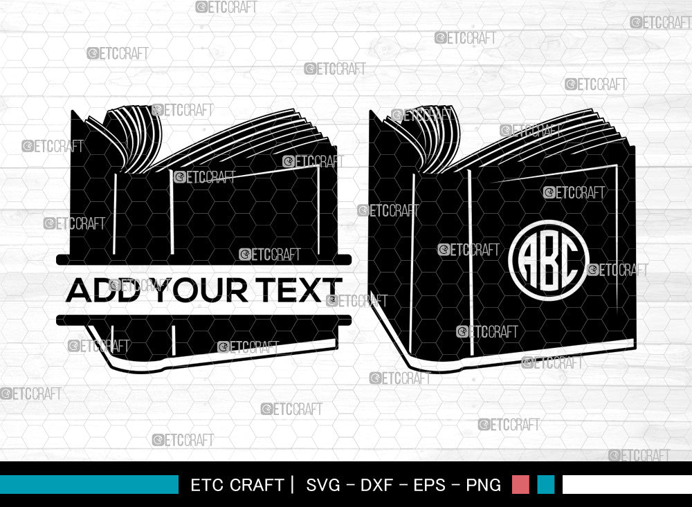 Book Monogram SVG, Stacked Books Svg, Open Book Svg, School Book Svg ...