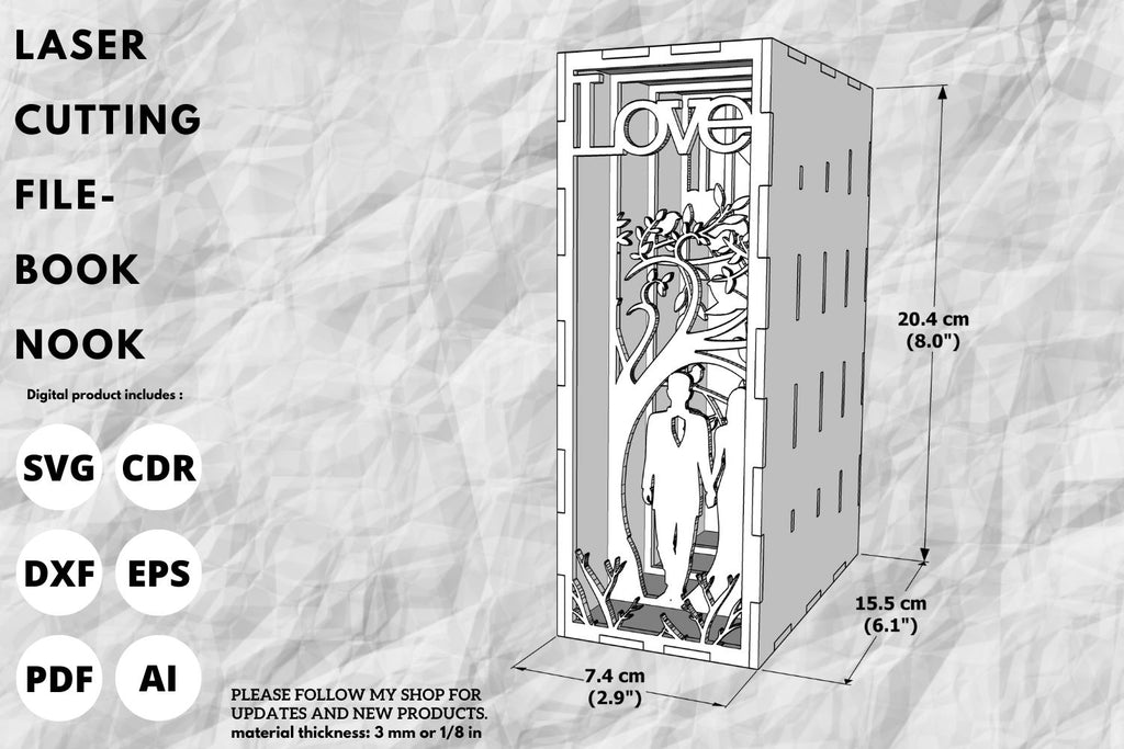 Book Nook, Wedding, SVG, laser cut, Glowforge, shadow box - So Fontsy
