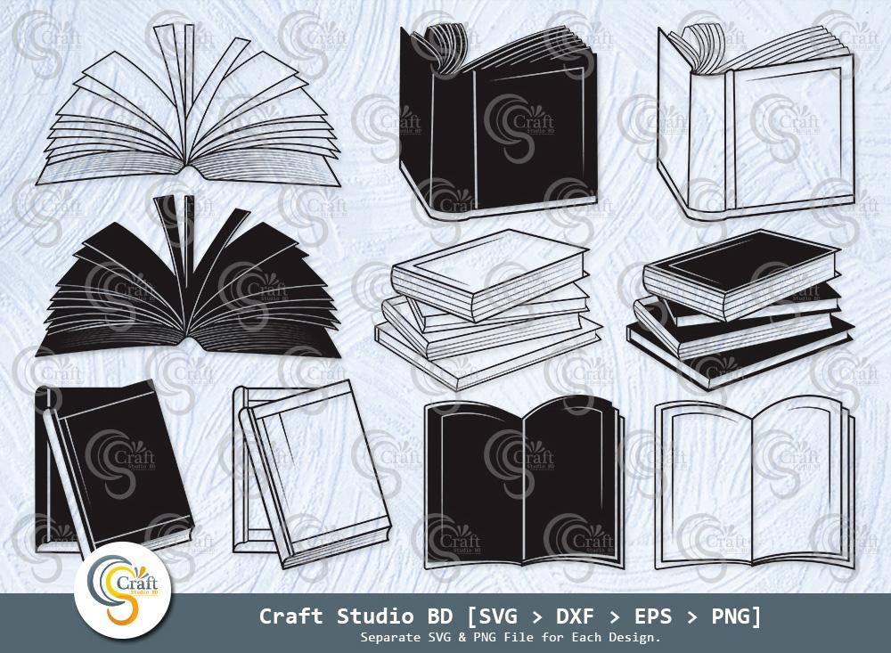 Book Silhouette, Stacked Books Svg, Open Book Svg, School Book Svg ...