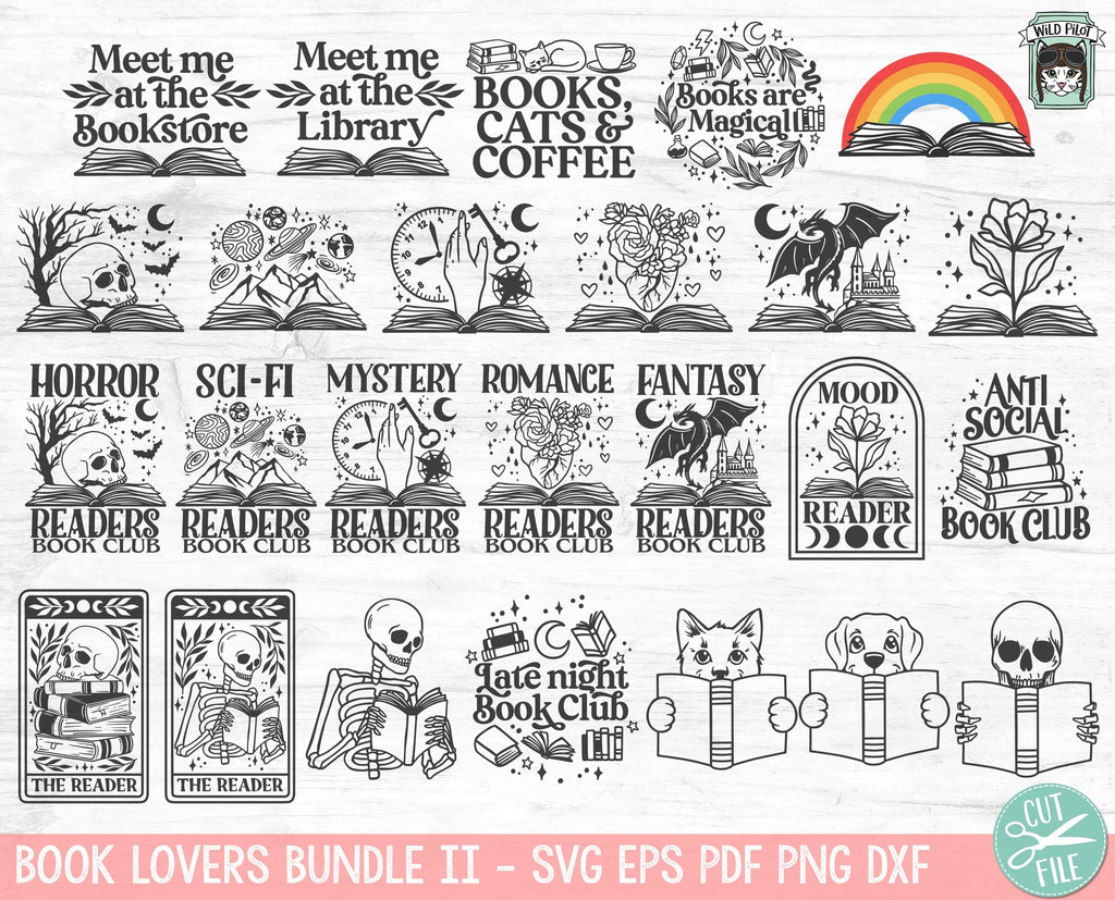 Books Lover Bundle SVG file, Love to Read svg, Library svg, Flower ...
