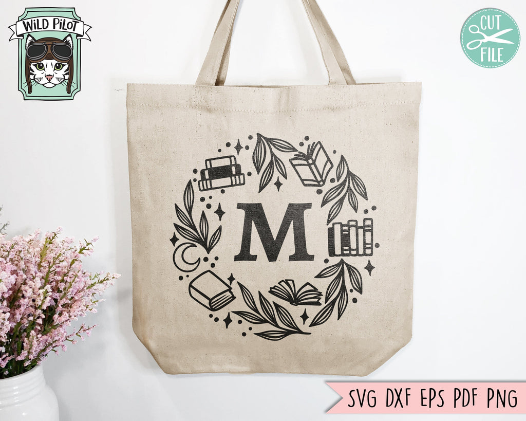 Books SVG, Reading SVG, Monogram Frame svg, Book Lover SVG, Librarian ...