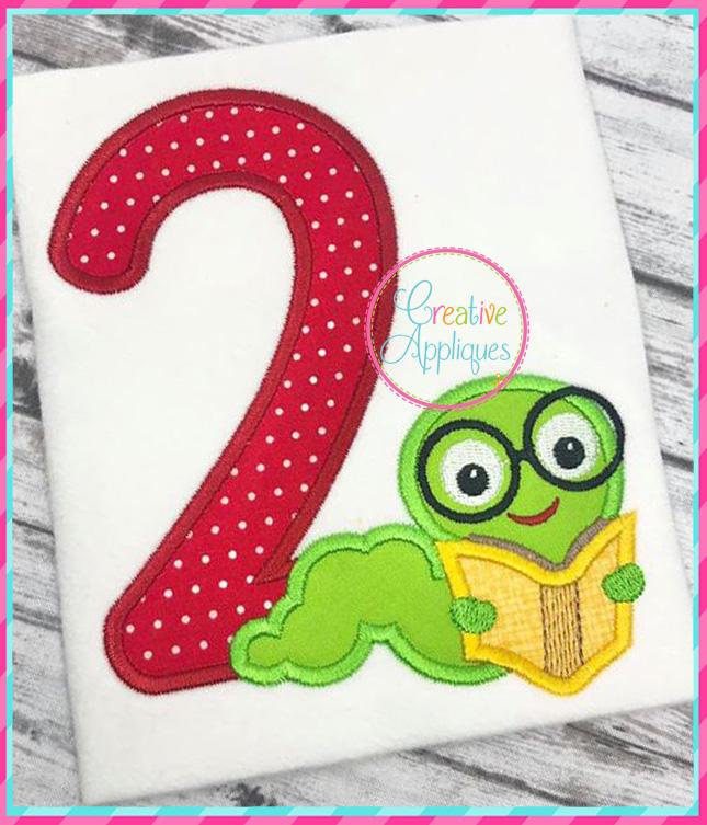 Bookworm 2 Applique Design - So Fontsy