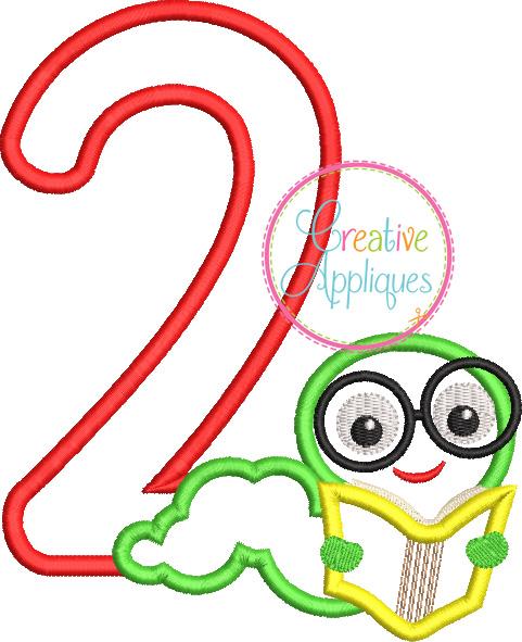 Bookworm 2 Applique Design - So Fontsy