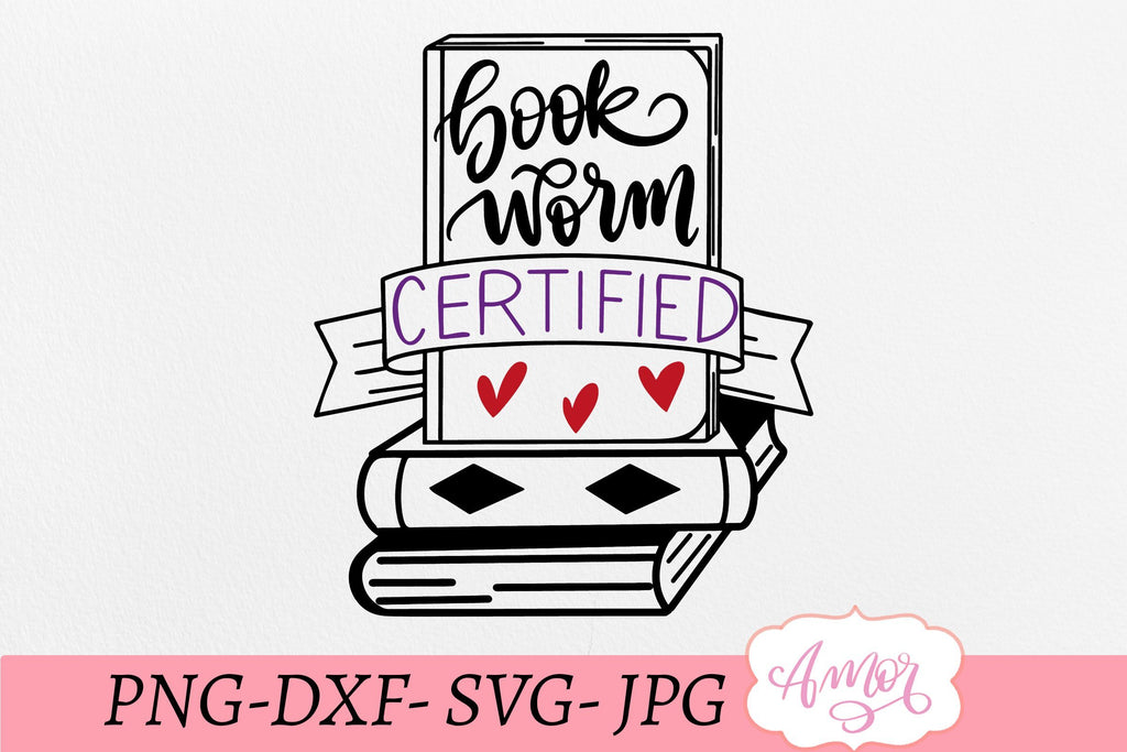 Bookworm SVG, book lover svg - So Fontsy