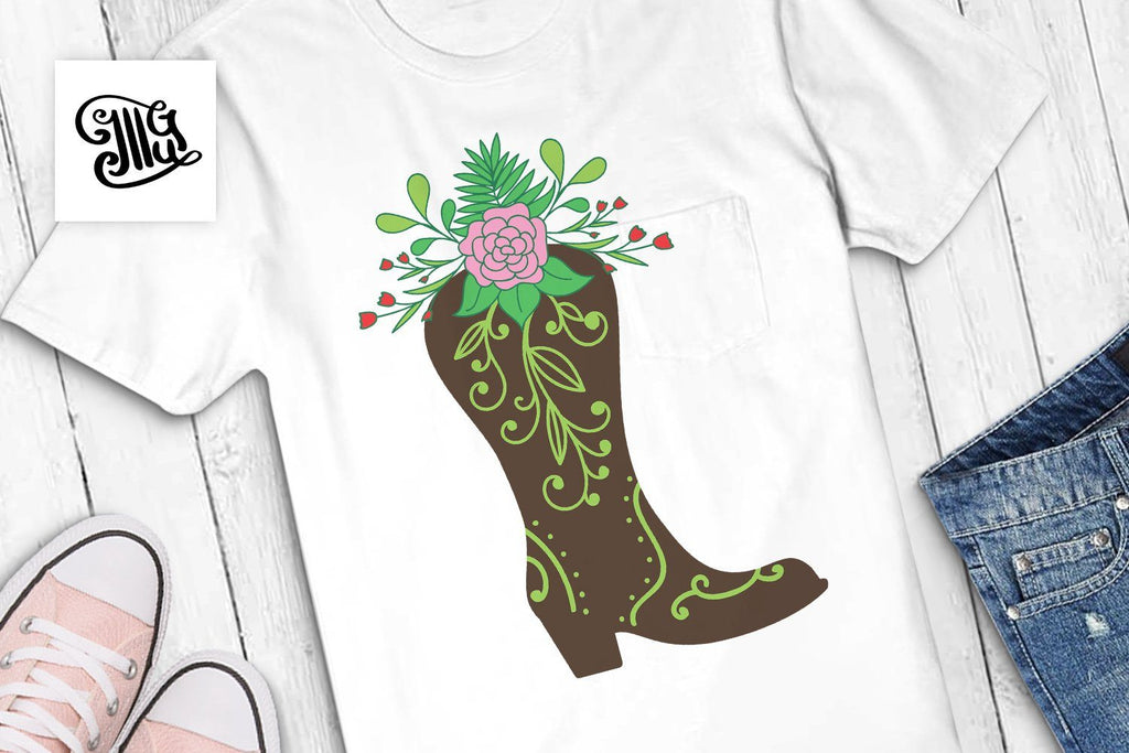 Boots with flowers svg | Southern girl svg - So Fontsy