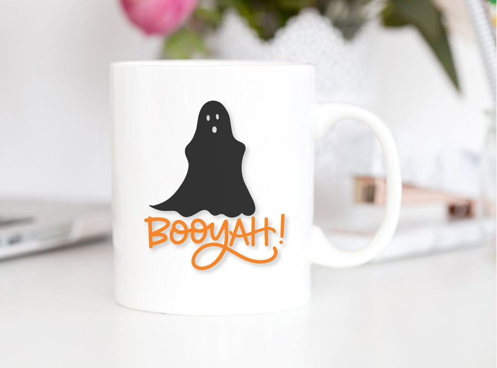Booyah with Ghost Hand Lettered Halloween SVG Cut File - So Fontsy