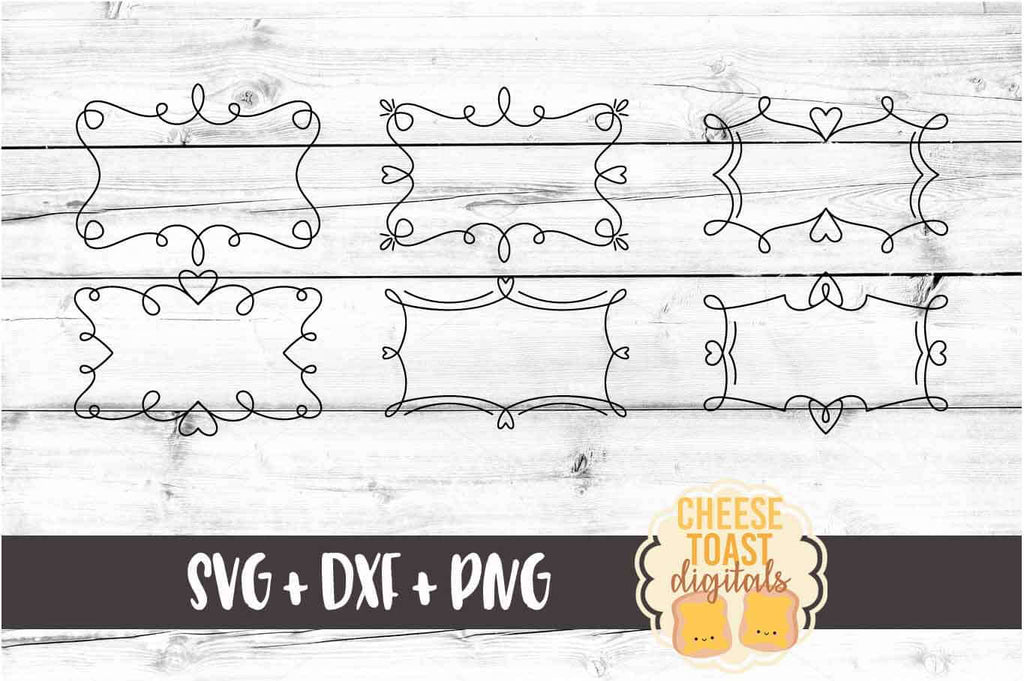 Border Frame Set - Heart Label Frames SVG PNG DXF Cut Files - So Fontsy