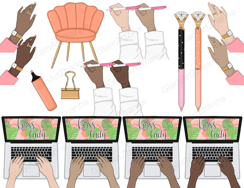 Boss Lady Clip Art | Girl Boss Illustration Bundle - So Fontsy