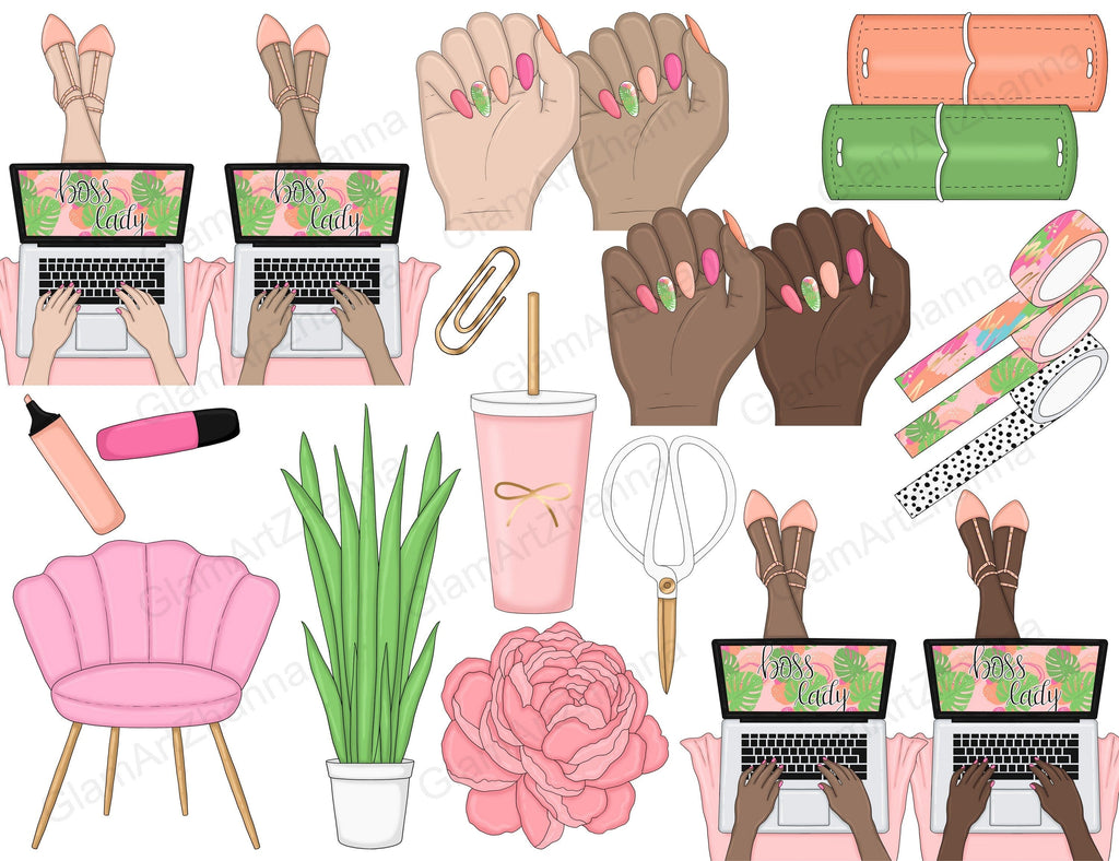 Boss Lady Clip Art | Girl Boss Illustration Bundle - So Fontsy