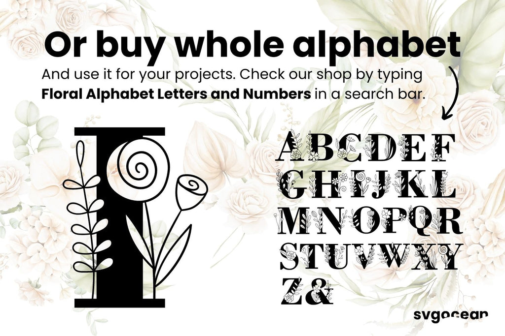 Botanical Letter I SVG - So Fontsy