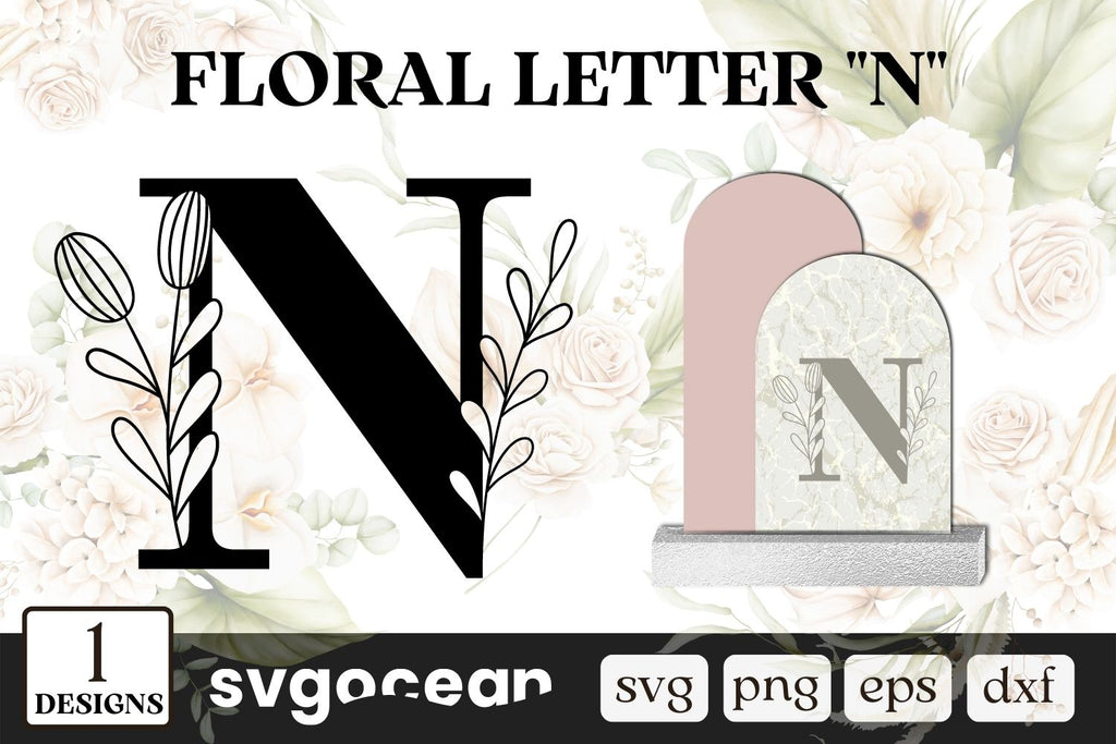 Botanical Letter N SVG - So Fontsy