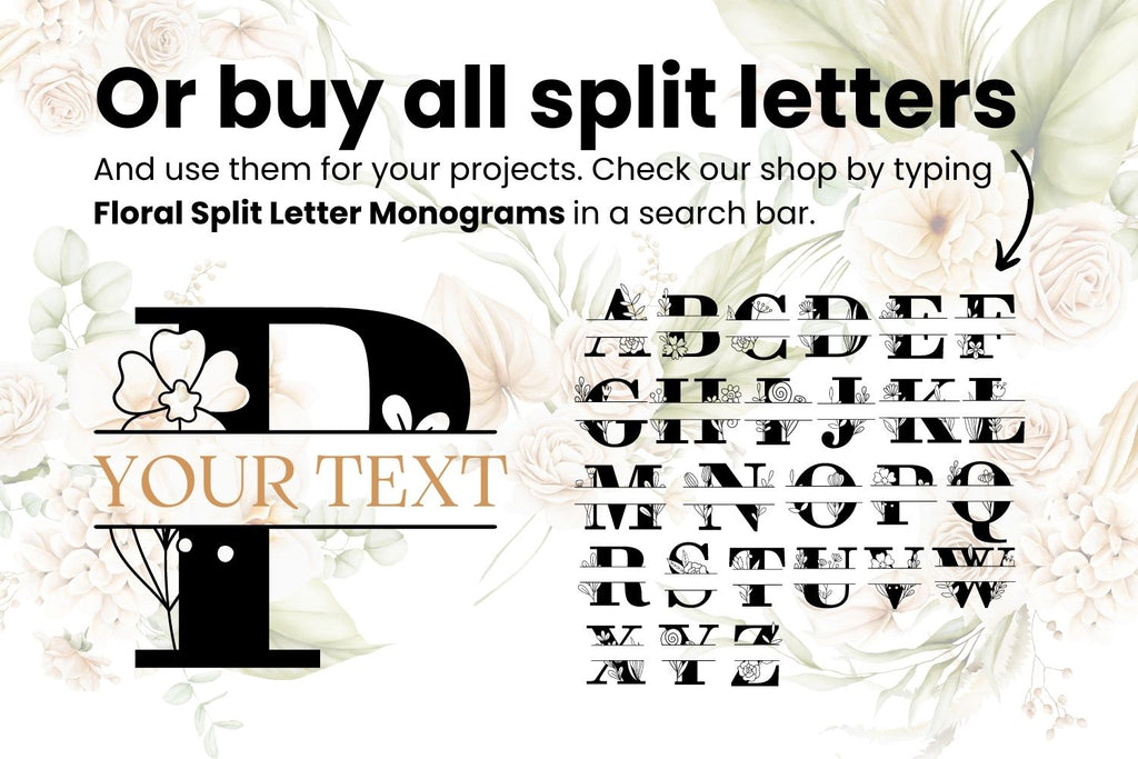 Botanical Split Monogram Letter P SVG - So Fontsy